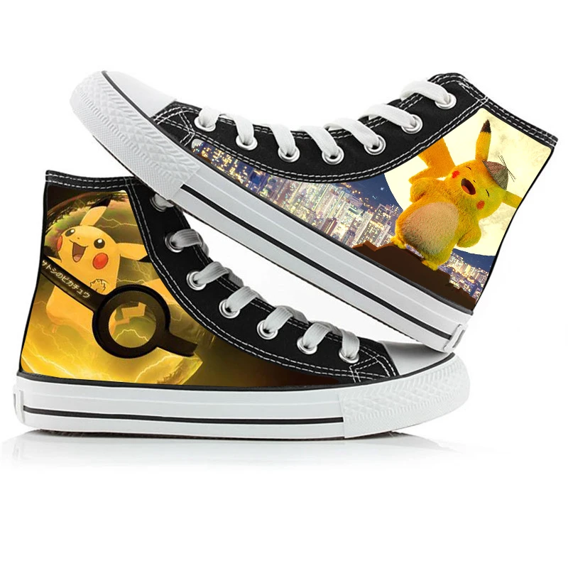 Pokemon Pikachu Cartoon Painted Canvas Shoes - KawaiiMerch.com