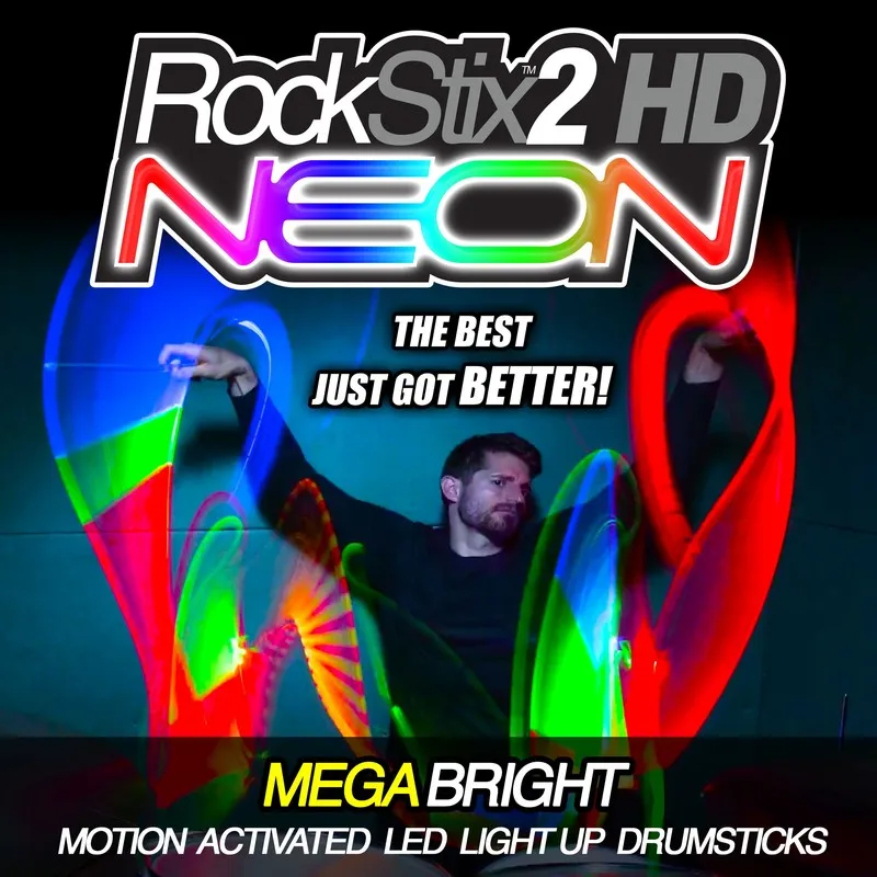 Rockstix-2-hd-neon-mega-brilhante-led-ilumina-acima-baquetas-dispon-vel ...