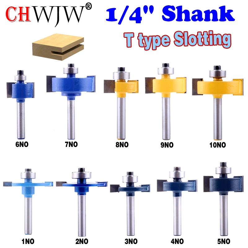 1pc 1/4" Shank T Type Bearings Wood Milling Cutter Industrial Grade ...