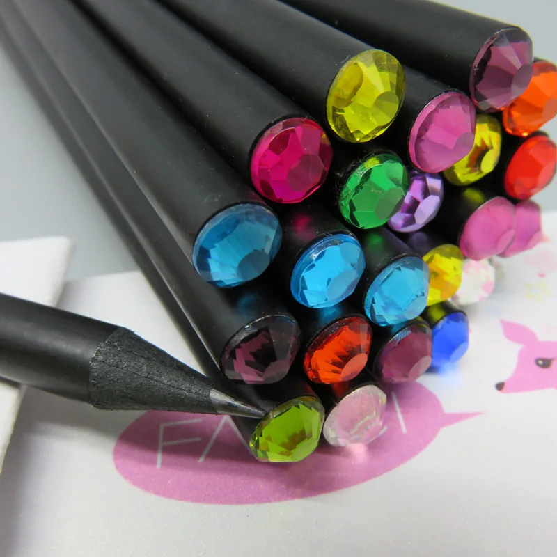 2016 new crystal beautiful pencil black color standard pencil on sale ...