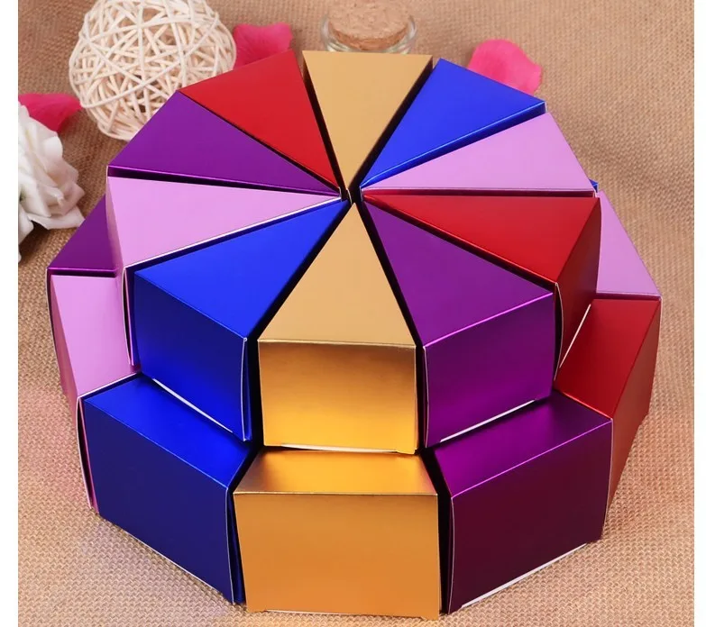 Cake Style Triangle Wedding Candy Box Birthday Party Baby Shower ...