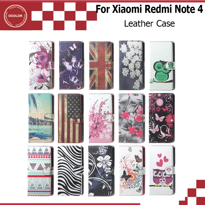 ocolor For Xiaomi Redmi Note 4 PU Leather Case Filp Cover With Plastic ...