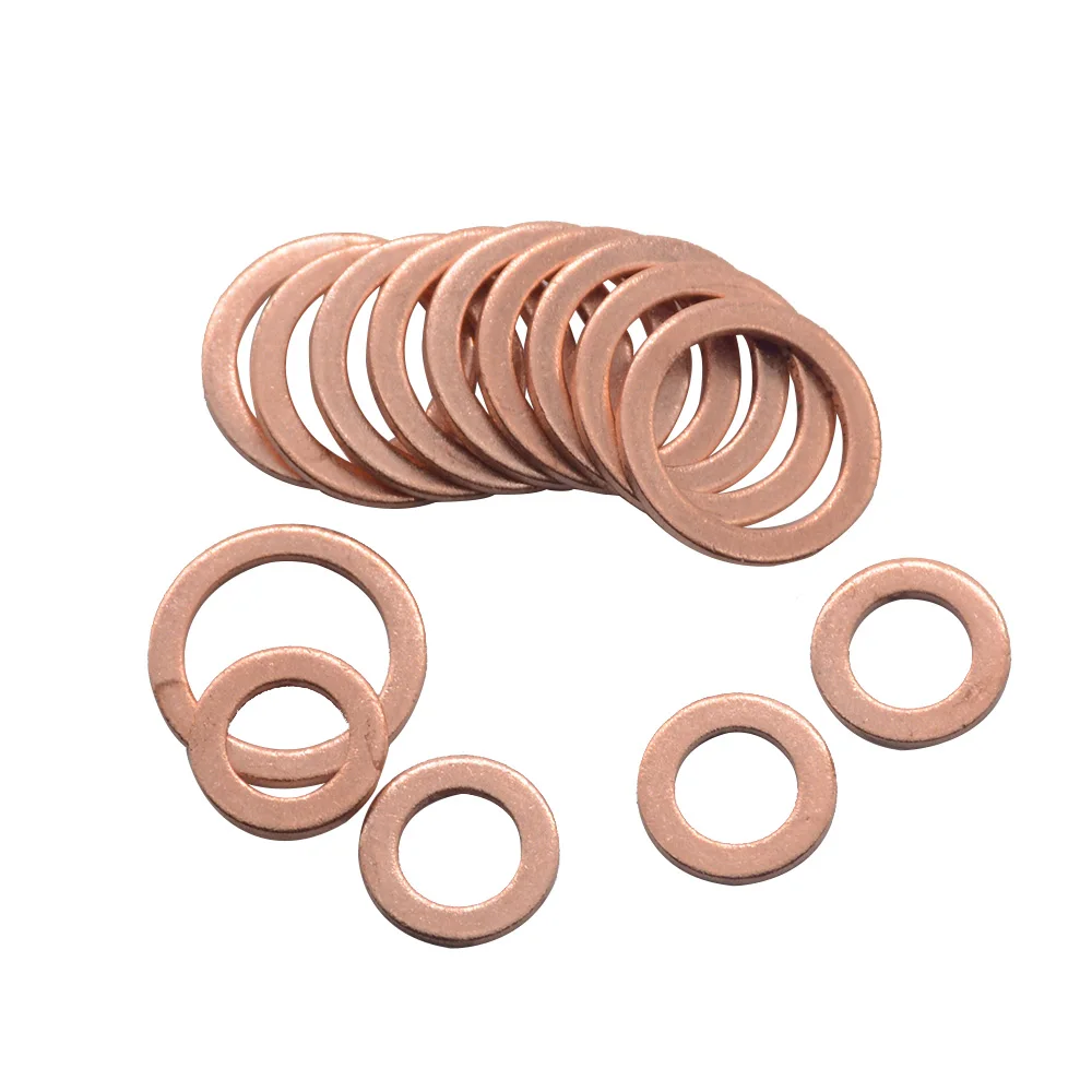 10PCS-Solid-Copper-Washer-Flat-Ring-Gasket-Sump-Plug-Oil-Seal-Fittings ...