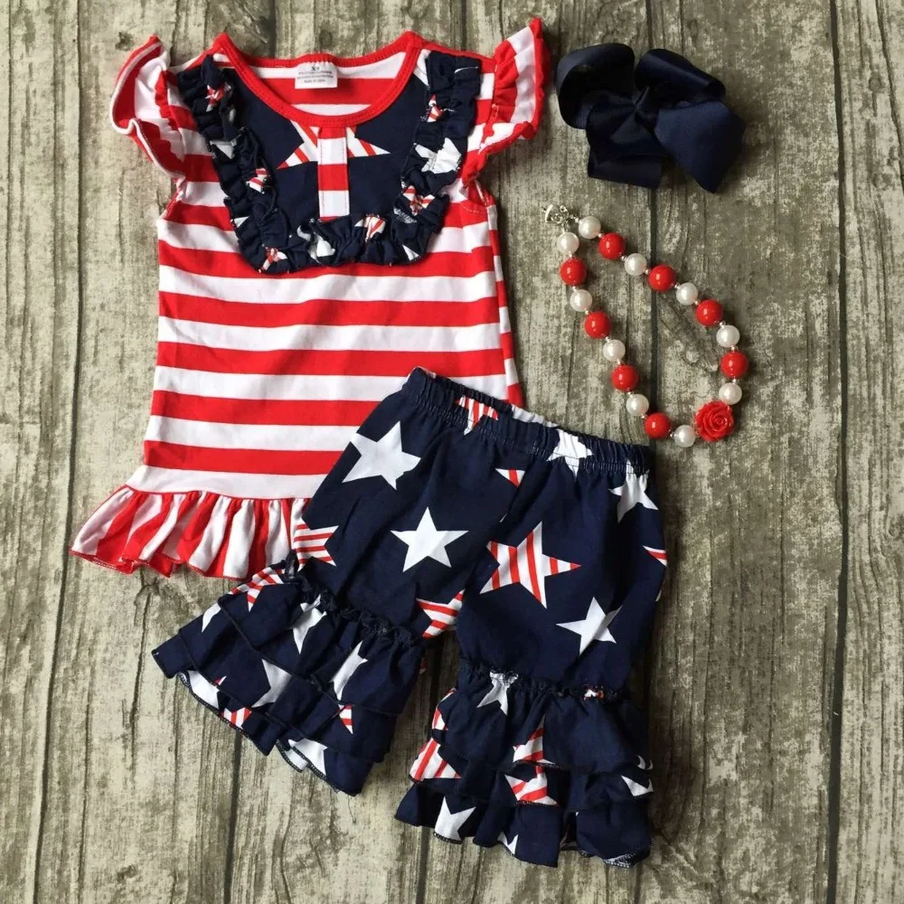baby girls summer capri clothing children July 4th Patriotic clothes ...