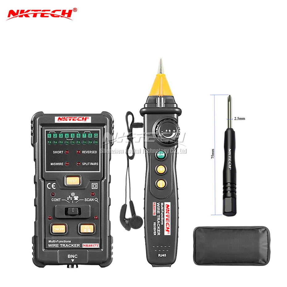Nktech Nk6817 케이블 와이어 추적기 테스터 네트워크 Lan 인터넷 파인더 전화 Rj45 Rj11 Bnc Stp Utp