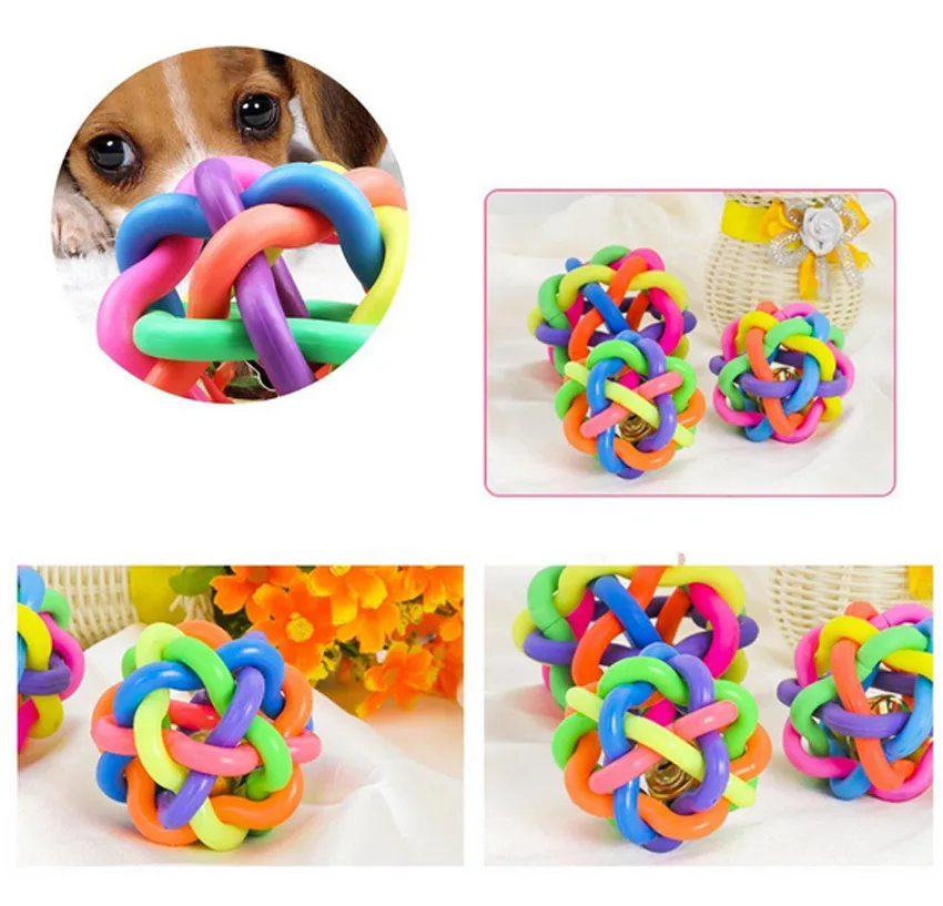 Pet Dog Cat Rubber Training Chew Ball Bell Squeaky Sound Play Toy ...
