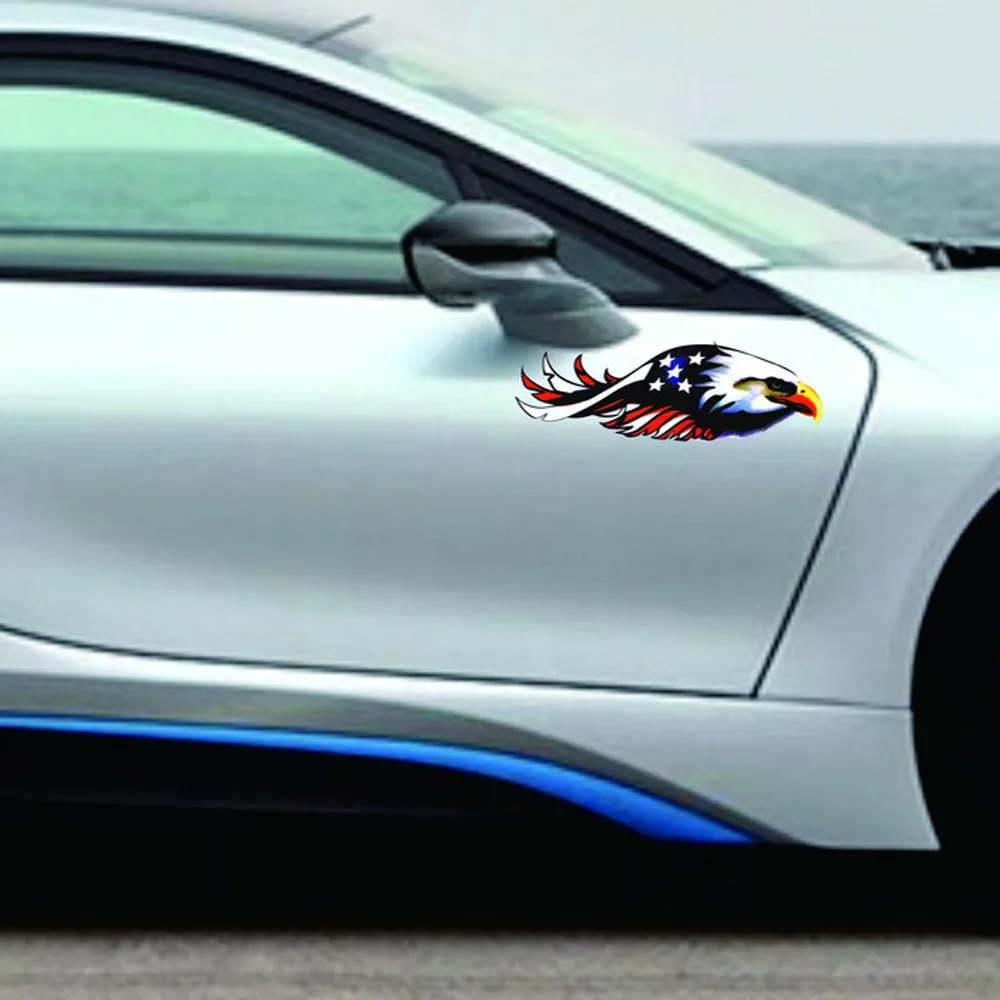 Car Decal Flying Hawk Auto Truck Hood Side Eagle USA Flag Sticker|usa ...