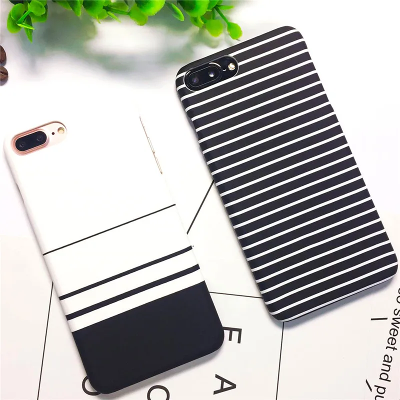 Personality White stripe Black stripes Phone Case For iPhone X 6 6S 7 8 ...