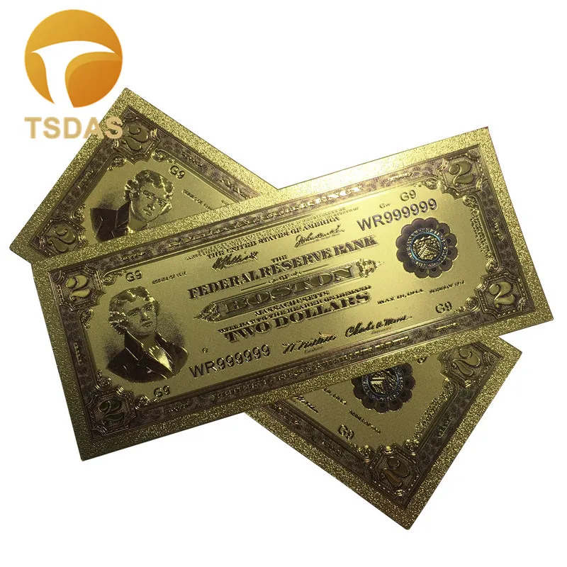 Rare 24k Gold Banknote New USD 2 Dollar American Style Bill Note 10PCS ...