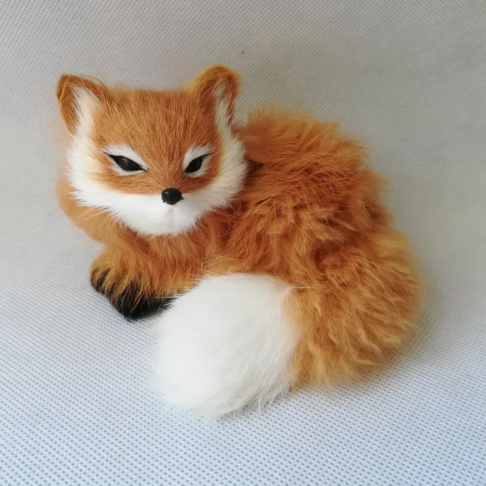 Curled up fox 13x12x8cm model polyethylene&furs brown fox real life toy ...
