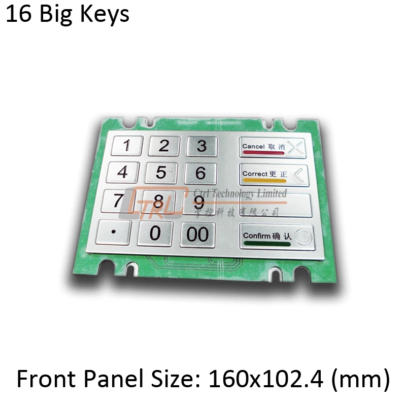 16 keys panel mount stainless steel numeric keypad, metallic industrial ...