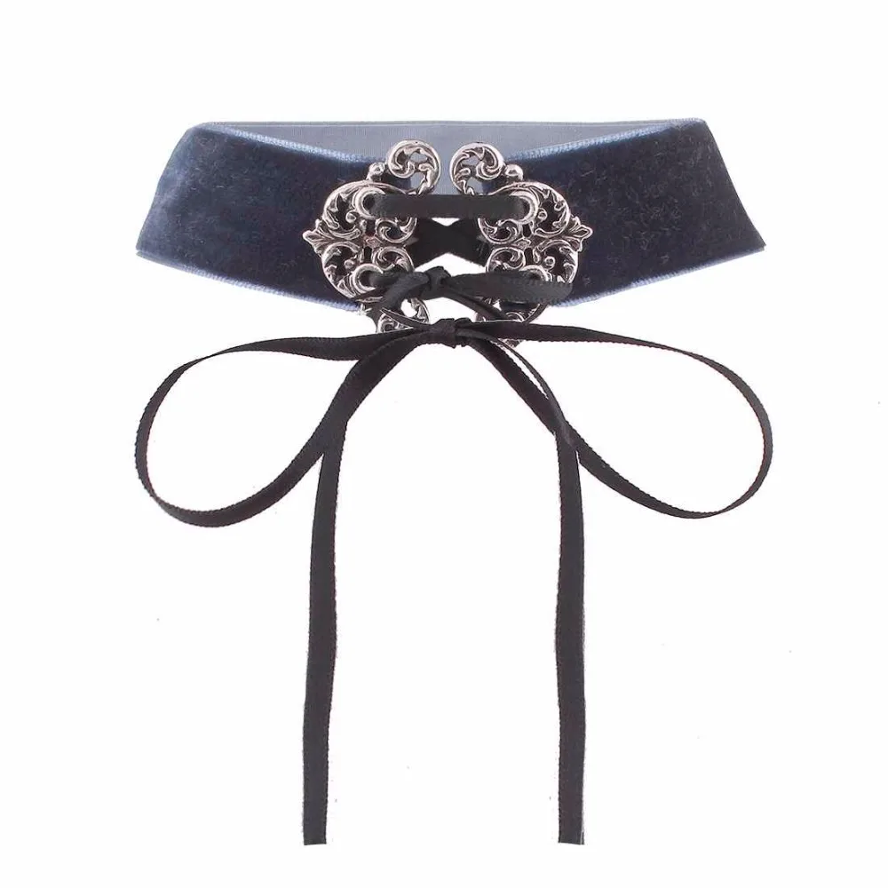 Antique Black Ribbon Wide Velvet Choker Necklaces Sexys Tassel Lace Bow ...