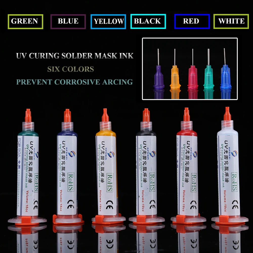 10CC UV Curing Solder Mask Ink Black/Blue/Green/Red/Yellow/White ...