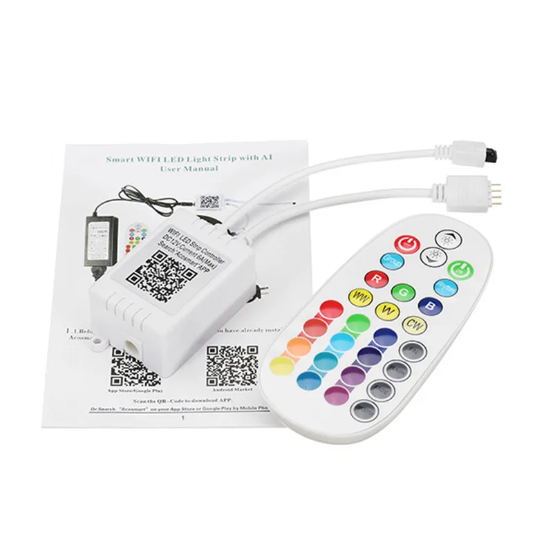 4 Pin WiFi Smart Home RGB LED Controller Works With Alexa 28 Keys IR ...