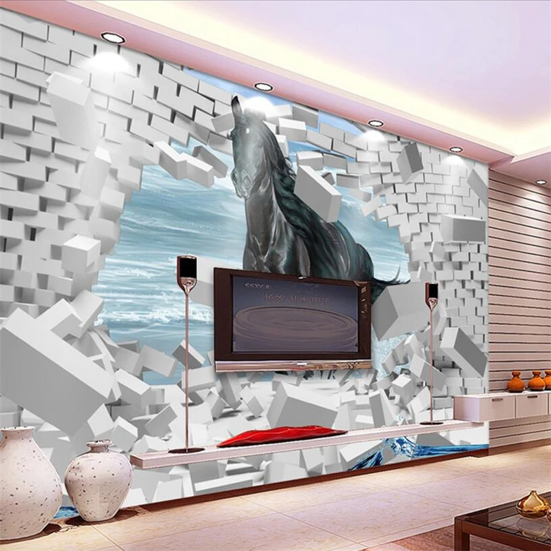 beibehang Custom 3D Wallpaper 3D Horse Pentium Art TV Background Living ...