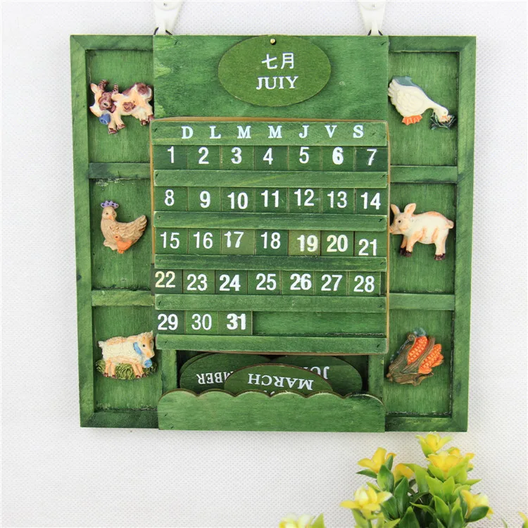2020 Cartoon Wooden Countryside Calendar Desktop Clendar Pendant ...