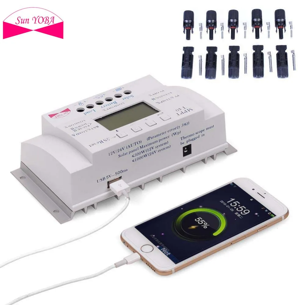 Régulateur de panneau solaire LCD 12 V/24 V MPPT40 40A contrôleur de Charge et USB trois ...