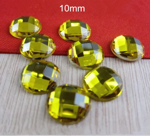 10mm Round Flat Back Rhinestone Beads,Flat Back Faceted Acrylic ...