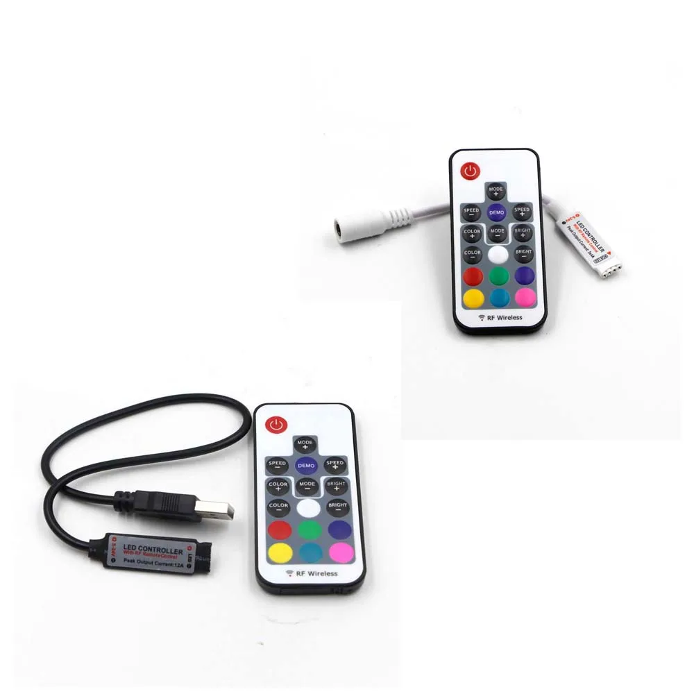 17key Rf Wireless Mini Usb Rgb Led Controller Dc Connector Remote