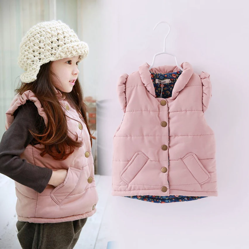 2017 Fall Winter Little Girls Cotton Padded Clothes Waistcoat Baby Kids ...