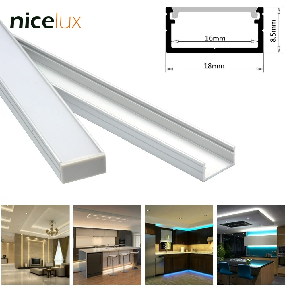 5set 1.6ft/0.5m/set U Shape LED Strip Aluminum Channel Profile for 14mm ...