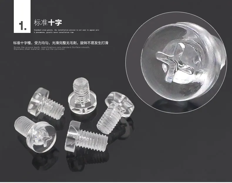 100pcs/lot M3 M4 M5 6 15mm Plastic Screws Round Head Transparent Screw ...