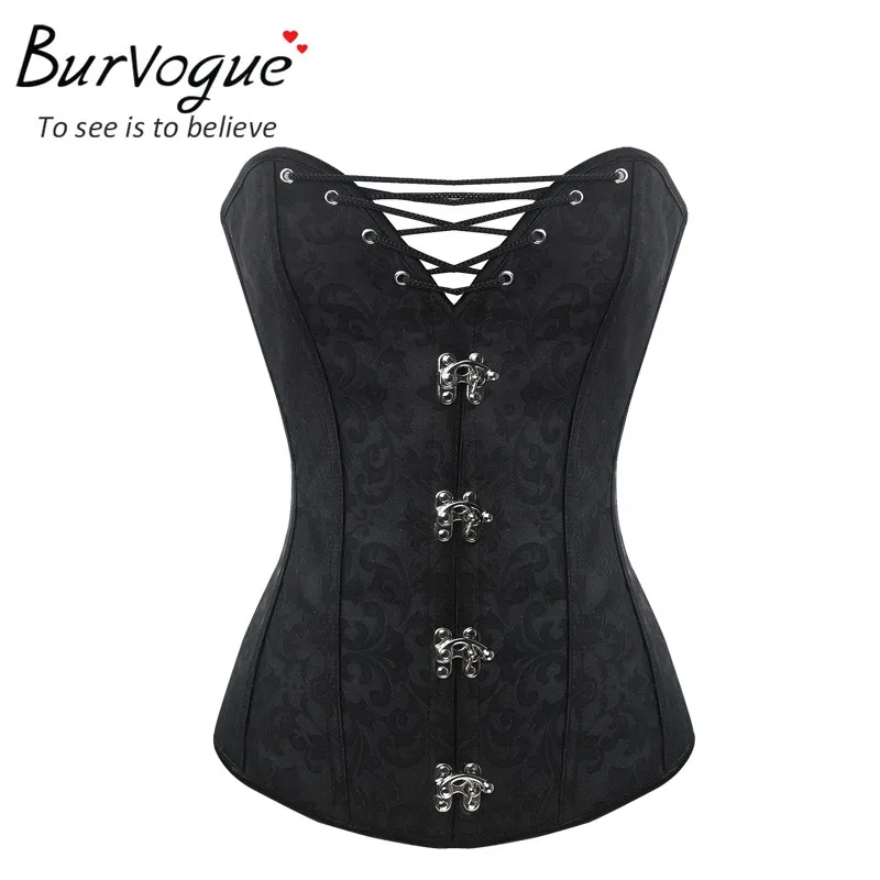 Burvogue Women Sexy Corset 10 Steel Bones Corset Overbust Steampunk