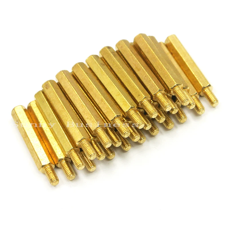 50pcs M3*5/6/8/10/12/14/16/18/20/25+6mm Hex Nut Spacing Screw Brass ...