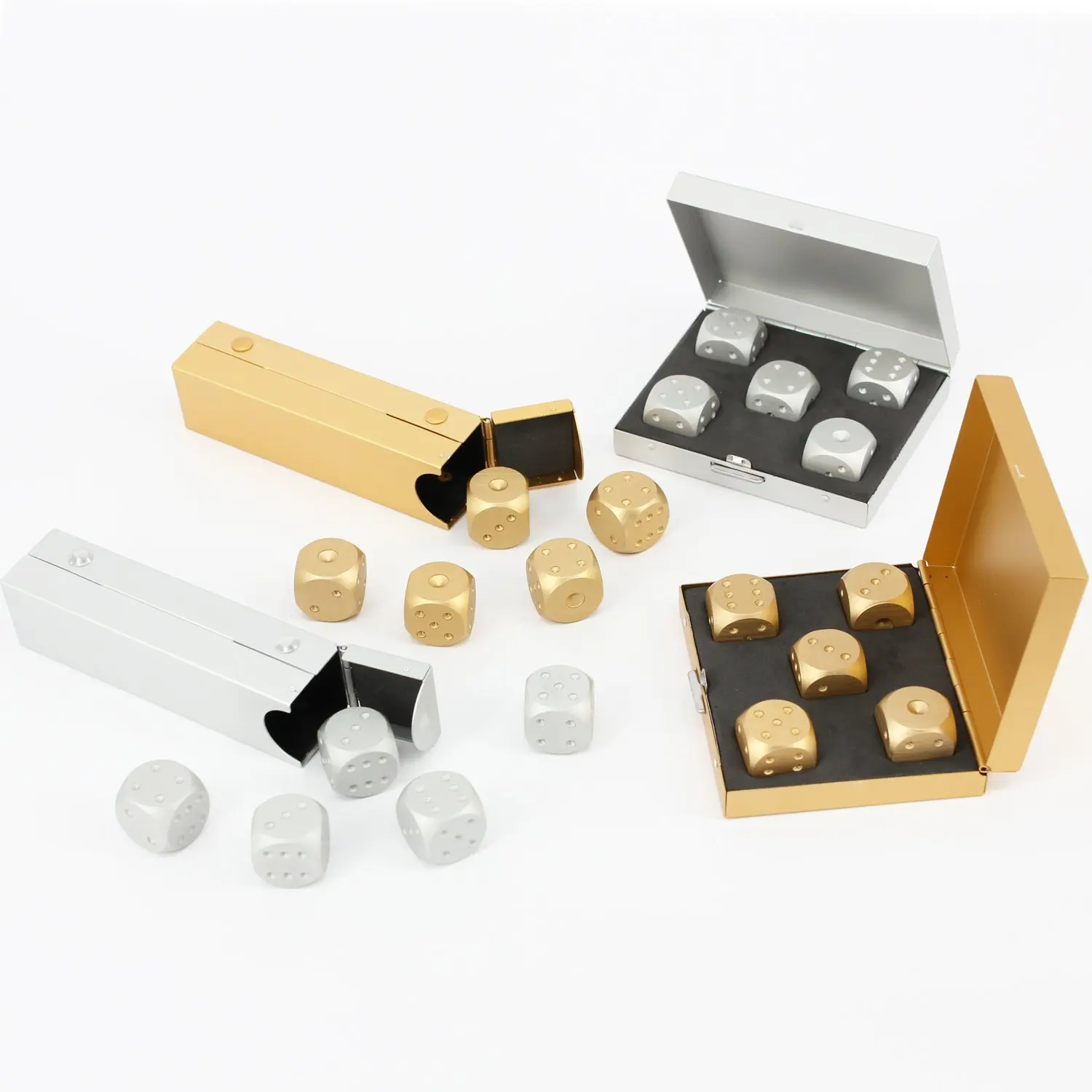 5 in 1 Precision Aluminum Alloy Solid Metal Dice Poker Party Game Toy ...