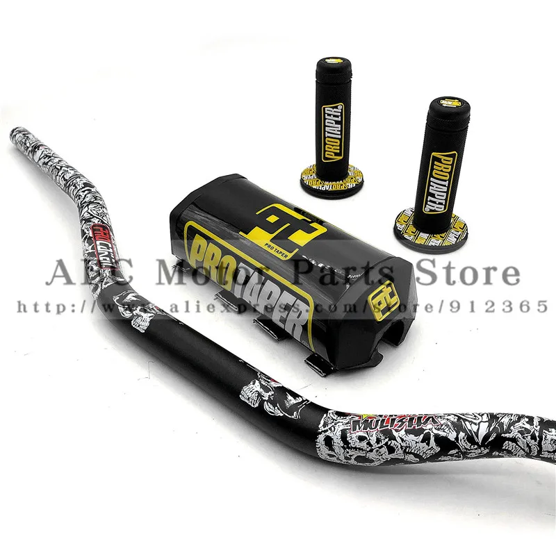 1-1/8" Handlebar with Bar Pads PRO handle Grips For CRF KLX Motorcycle Dirt Pit Bike ATV Quad ...