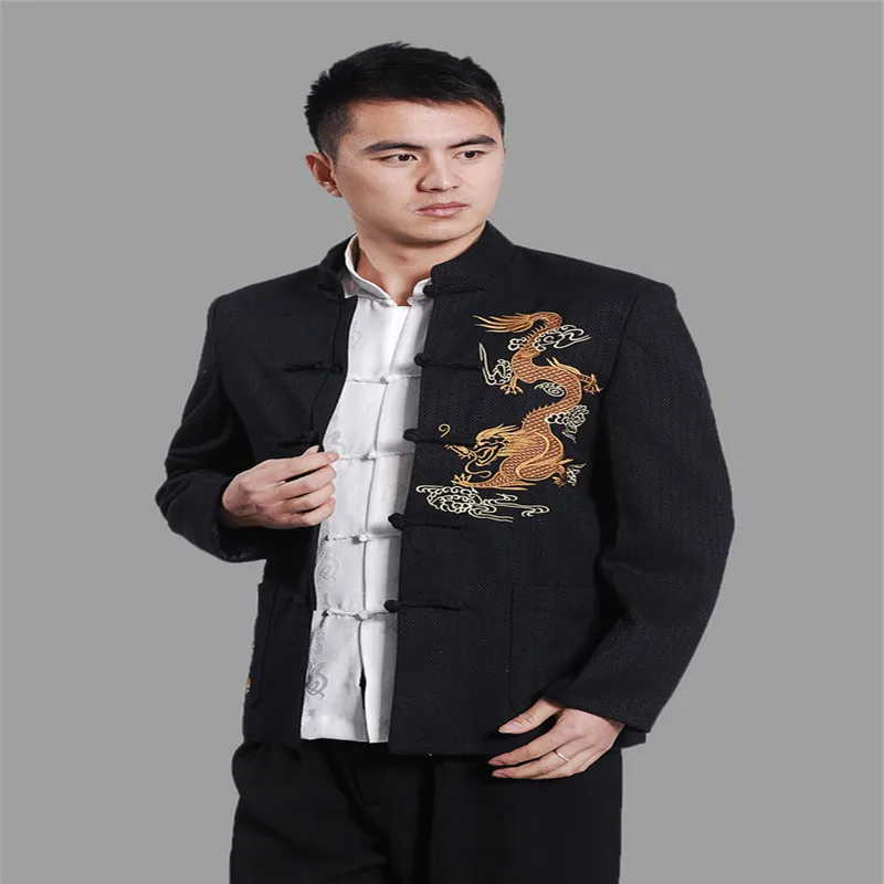 Men Dragon Print Coats And Jackets Winter 2015 Chinese Golden Dragon ...