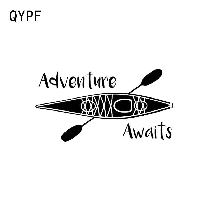 QYPF 14.7*7.8CM Interesting Adventure Awaits Canoeing Decor Car Sticker ...