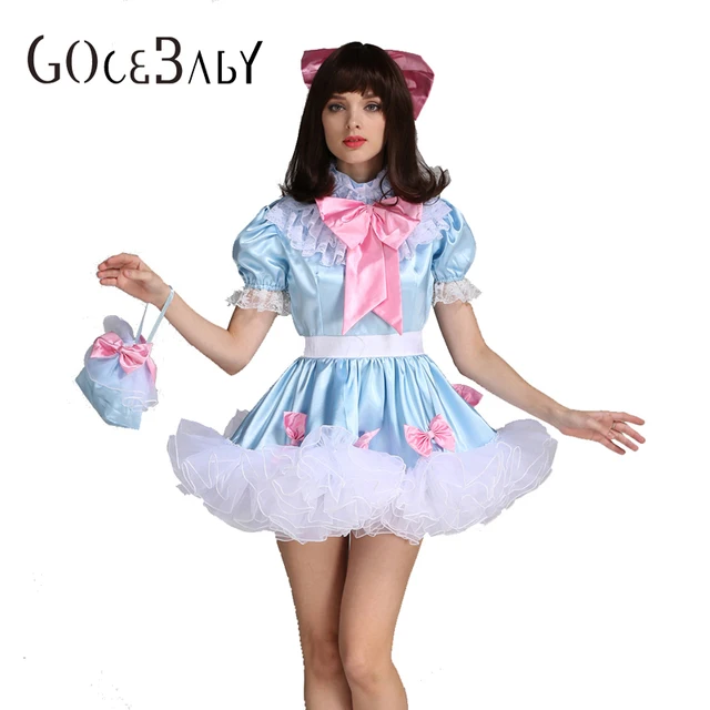 Sissy Girl Lockable Maid Bow Dress Stain Puffy Crossdress Uniform ...