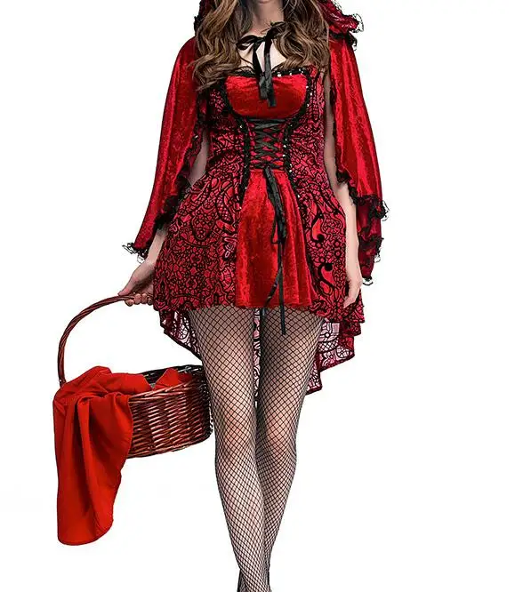 Adult-Women-Halloween-Costume-Little-Red-Riding-Hooded-Robe-Lady ...