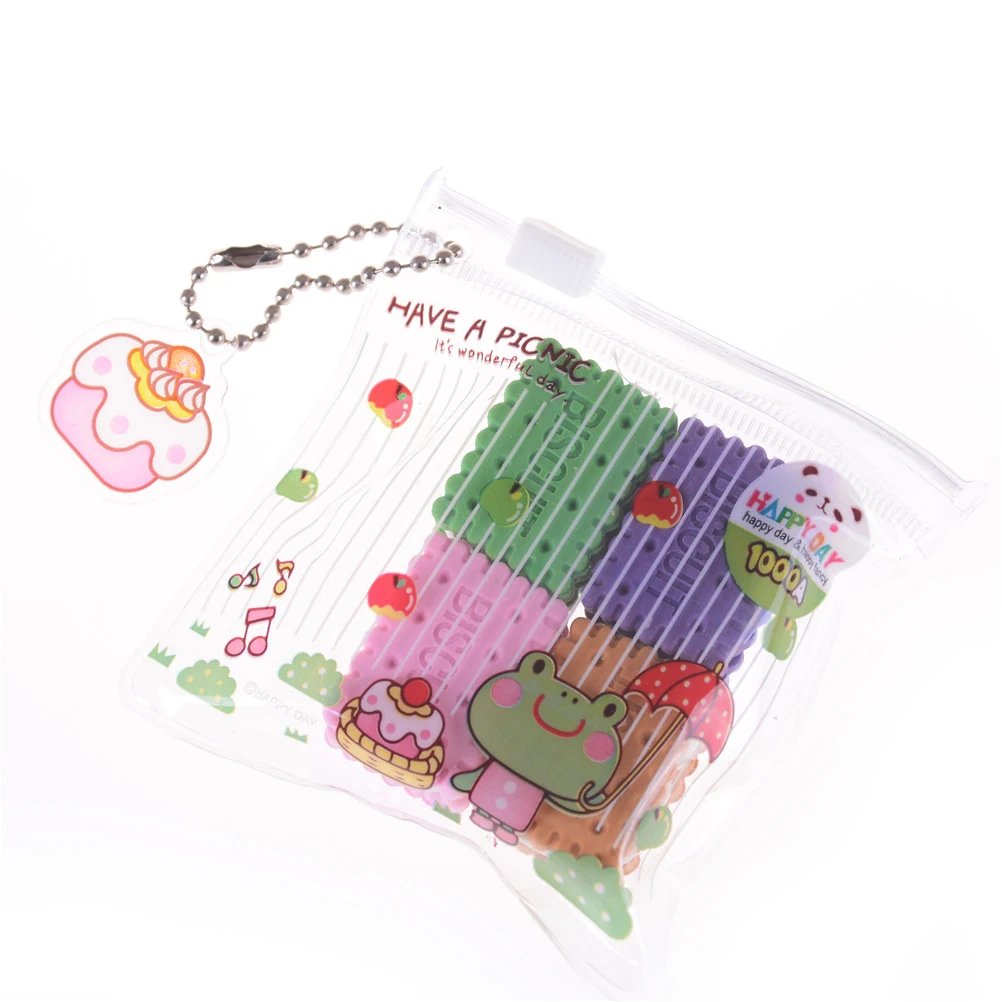4pcs Colorful Pencil Eraser Kawaii Biscuit Eraser Student Teaching ...