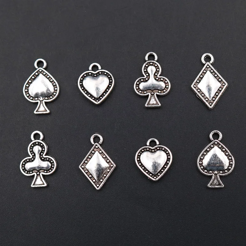 WKOUD 20pcs Silver Color Playing Cards Color Logo Charm Hip Hop ...