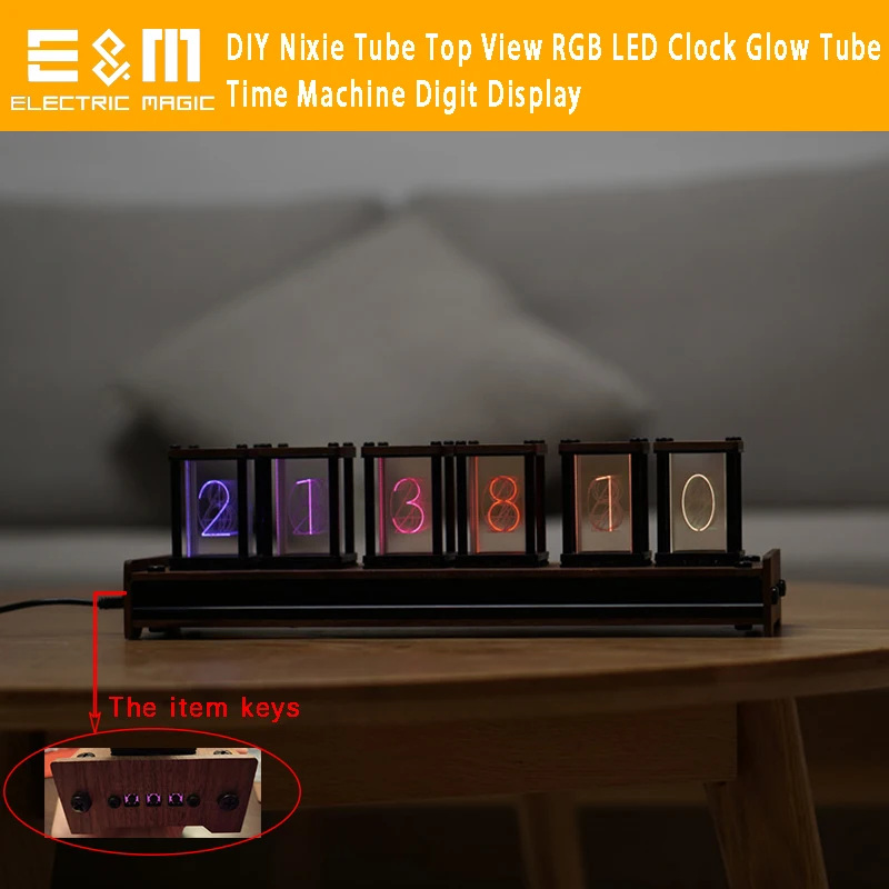 Diy 채널 문자 풀 컬러 nixie tube top view rgb led 시계 5 레벨 글로우 튜브 디지트 디스플레이 5 v ...