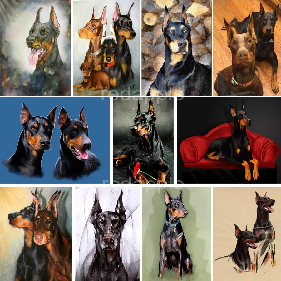 5D-Pintura-Diamante-Ponto-Cruz-Doberman-Pinscher-DIY-Bordado-Diamante ...