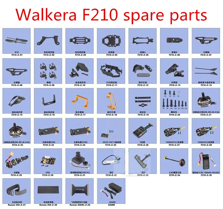 Walkera F210 RC Quadcopter drone spare parts blade motor ESC Landing ...