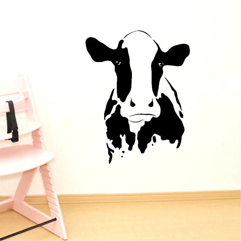 Cute Cow Head Wall Art Mural Decals Farm Animal Cow Vinyl Wall Sticker ...