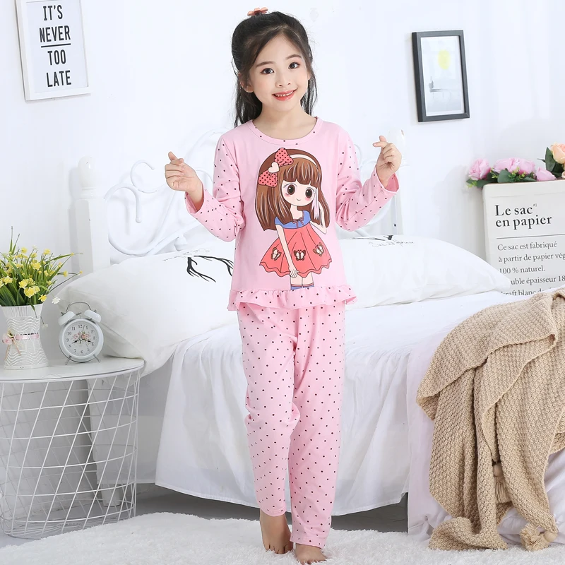 Girls 'pajamas Long sleeved Spring Autumn Thin Cotton Set Set In The ...
