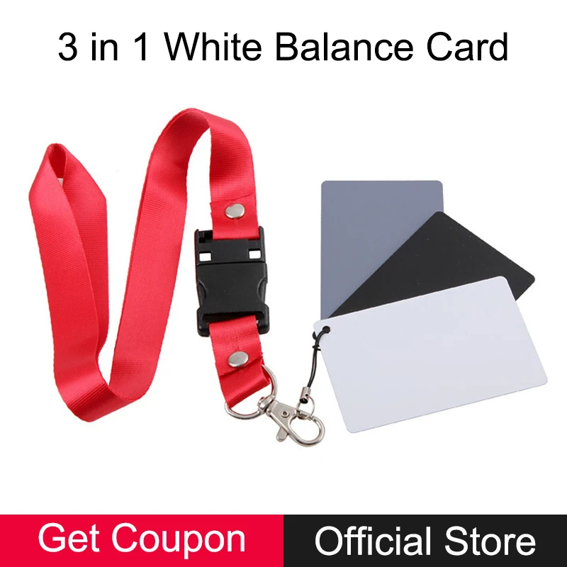 3 in 1 White Balance Grey Card White + Black + 18% Gray Cards 대 한 Canon ...