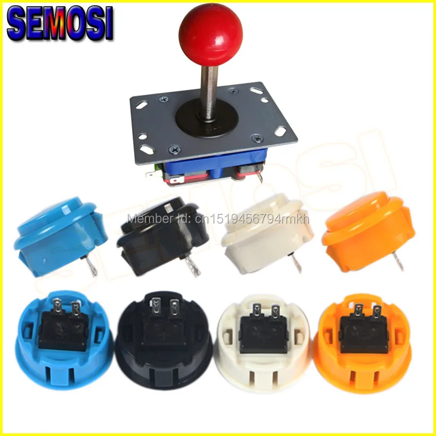 Arcade Buttons and Joystick kit with 8 x 30 mm Round Push Button Switch ...