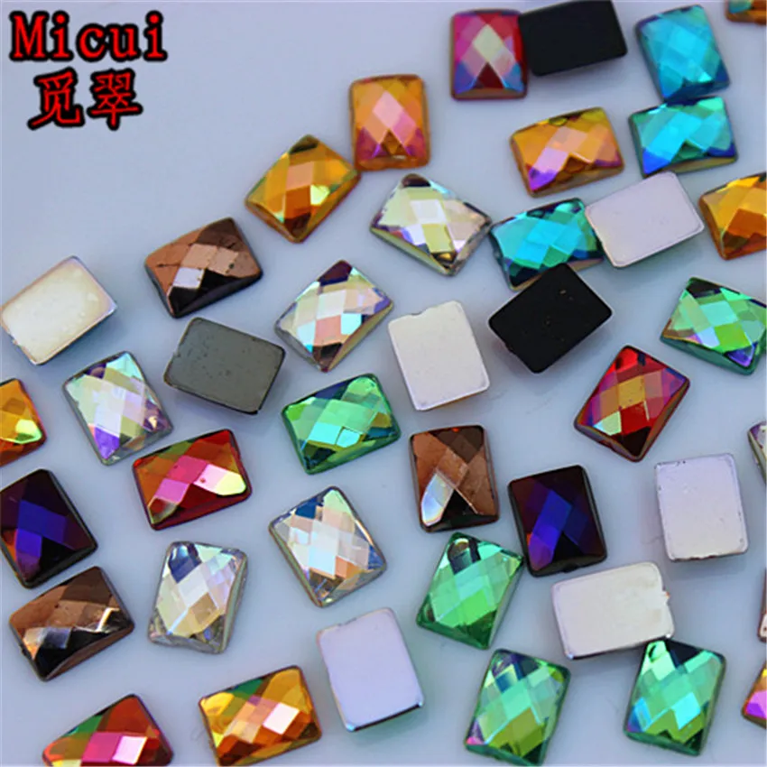Micui-200PCS-6-8mm-AB-Color-rectangle-Rhinestone-Acrylic-Flatback ...