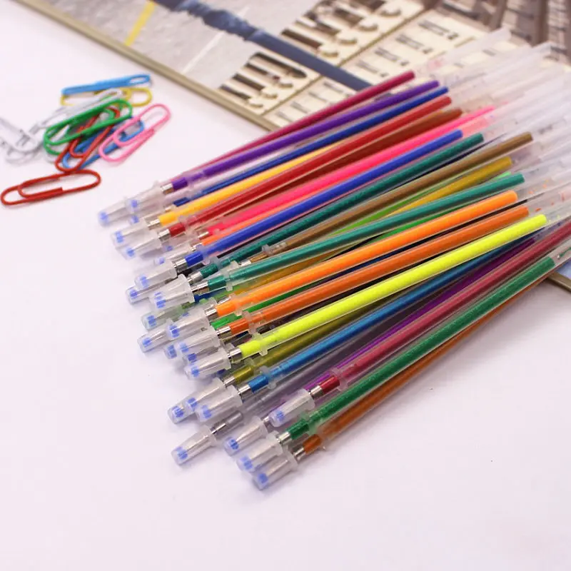108pcs/set 0.5mm 36Colors Fluorescent Notebook Rainbow Pen Core Flash ...