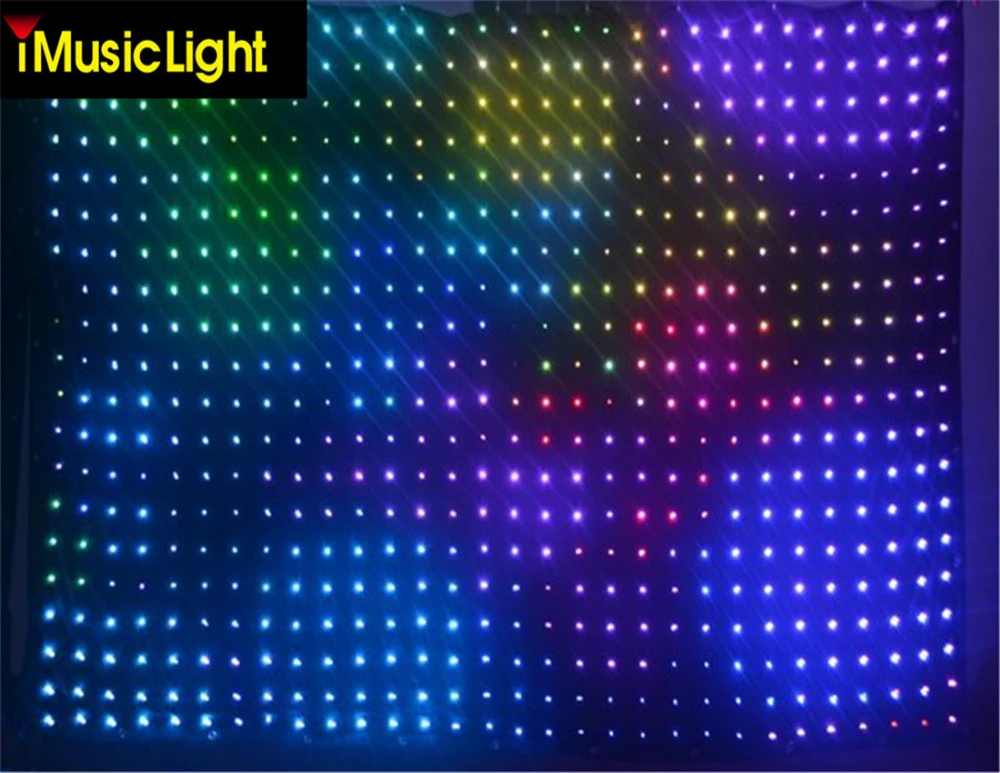 3X3M LED Video Curtain DMX RGB Starcloth DJ Vision Curtain Motion LED drape