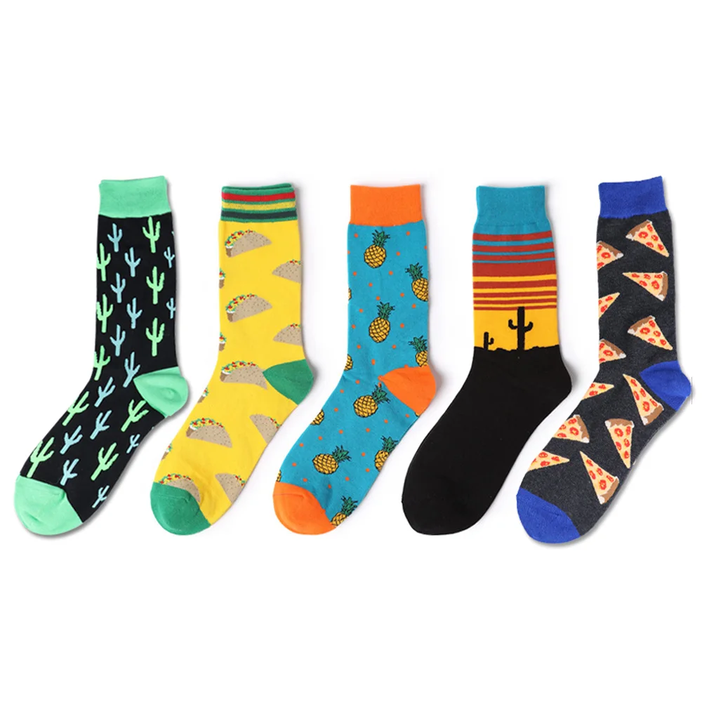 Hip Hip Men Large Size Crew Sock Colorful Pineapple Desert Cactus ...