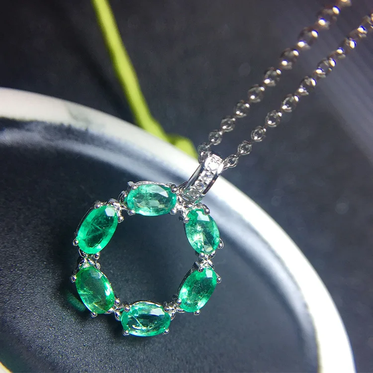 Simple Emerald Pendant For Office Lady 3mm*5mm Natural Zambia Emerald ...