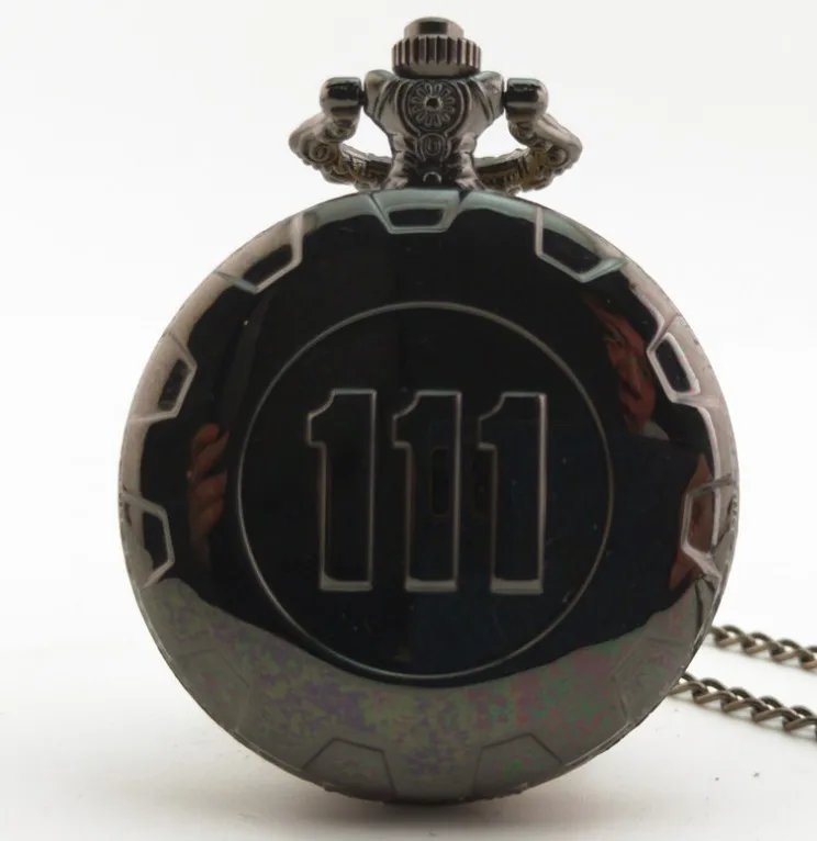 Vintage Fashion Quartz Pocket Watch Black Game Fallout 4 Vault 111 ...