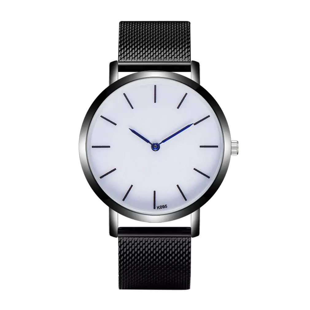 GENBOLI Men's Watches Simple Blue Needle Quartz Watch Stainless Steel ...